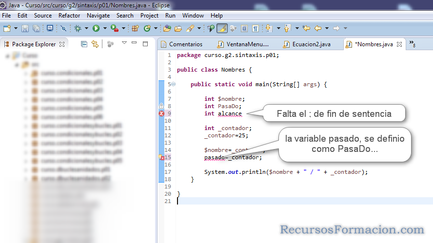 Soluciones ejercicios Java (2) Sintaxis – 1