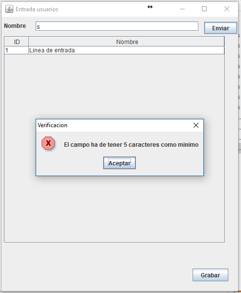 Ejercicio de java swing, listas/tablas