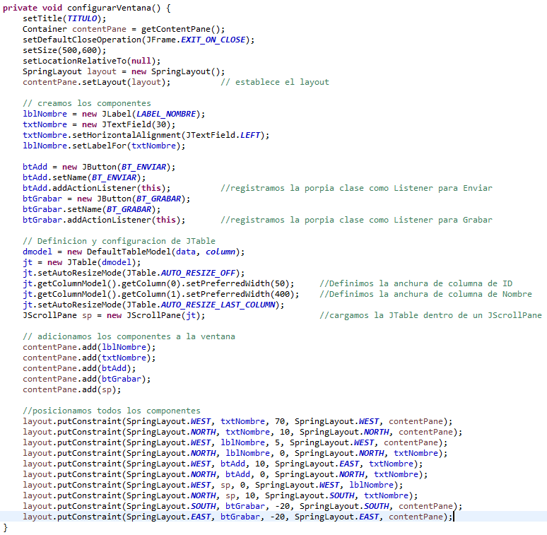 Solucion:Ejercicio de java swing, listas/tablas