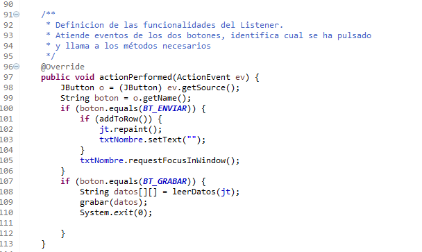 Solucion:Ejercicio de java swing, listas/tablas